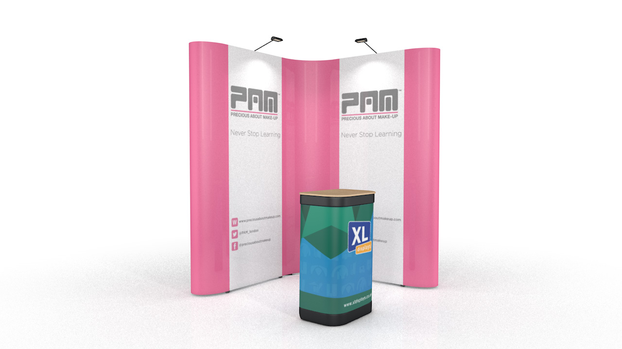 l shaped pop up display stand 2m x 2m