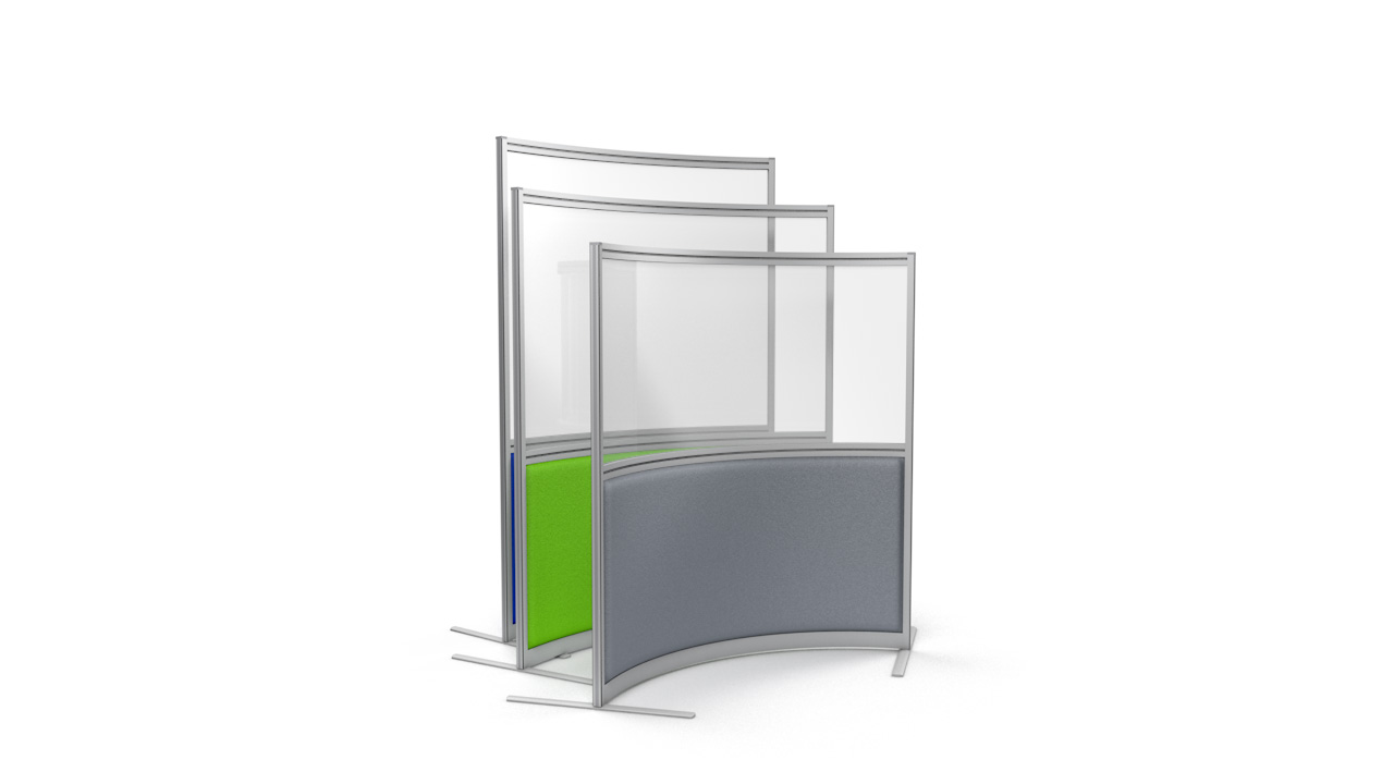 Curved Office Screen | Office Room Divider with Vision Panel