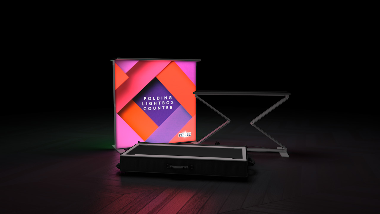 Backlit Counter LED Lightbox | Folding Pop-Up Lightbox Counter | PIZAZZ® UK