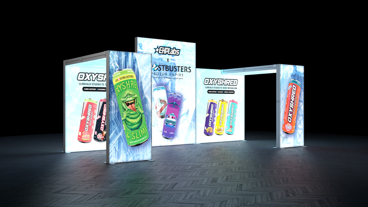 skybridge lightbox exhibition stand double led ceiling arch ...