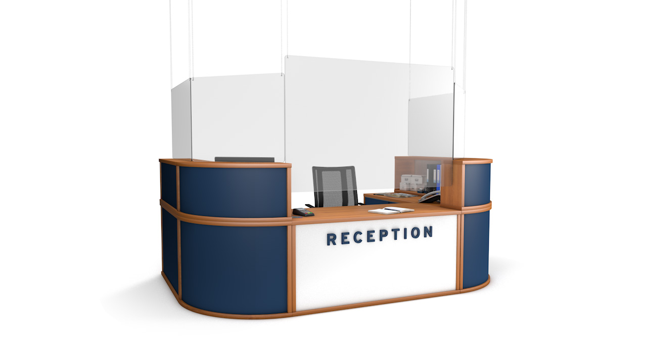 hanging ceiling mounted perspex protection screen