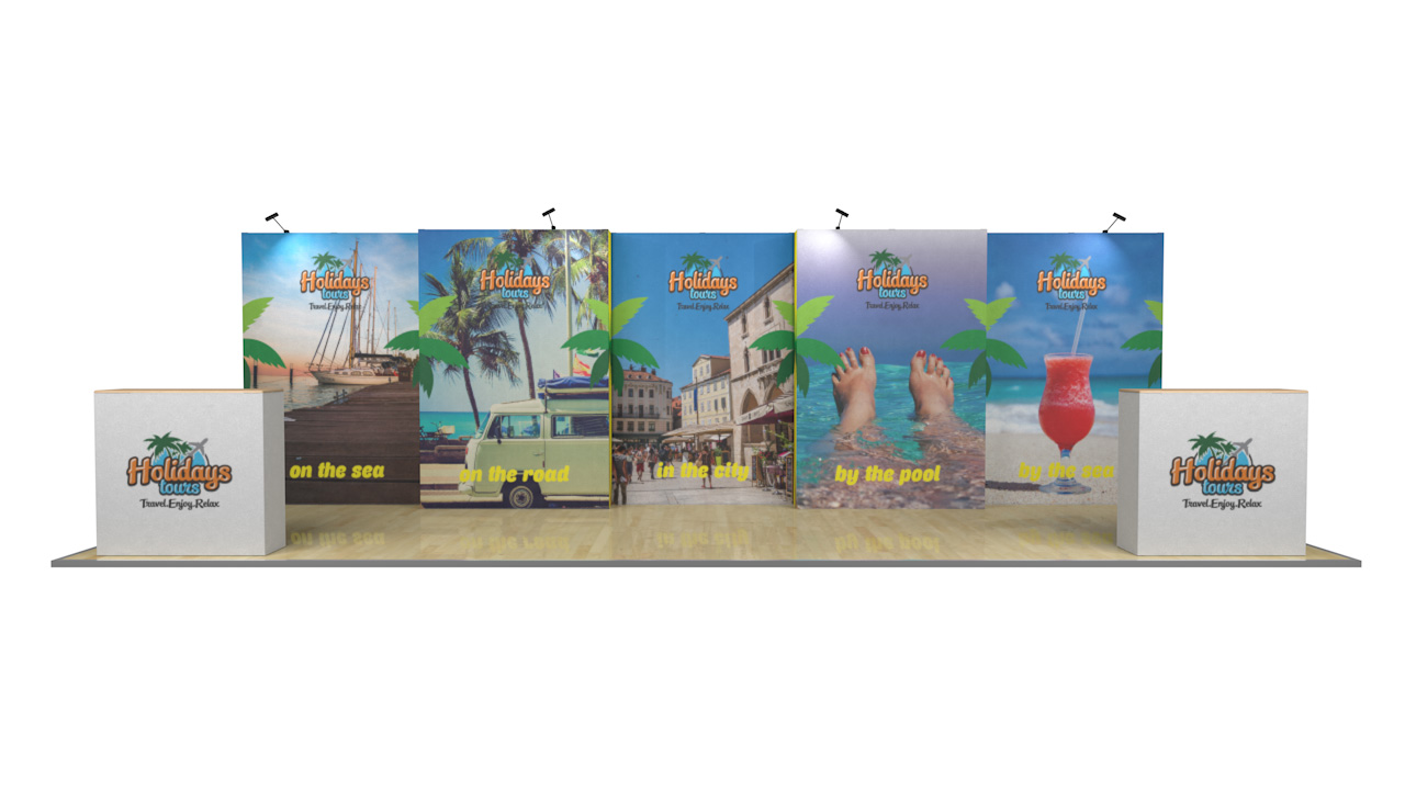 8m Tension Fabric Back Wall | 8m Fabric Exhibition Stand Back Drop