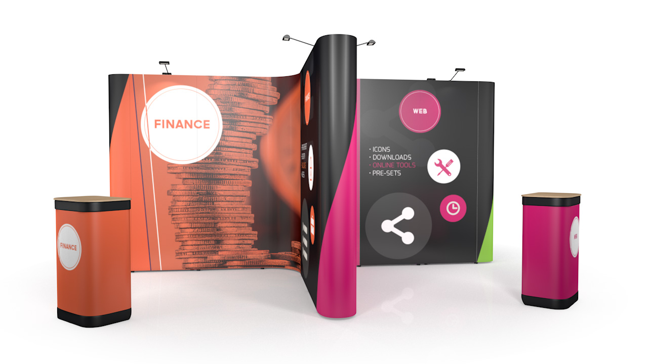 Island-Style Linked Pop Up System | Linked Pop Up Stands | XL Displays