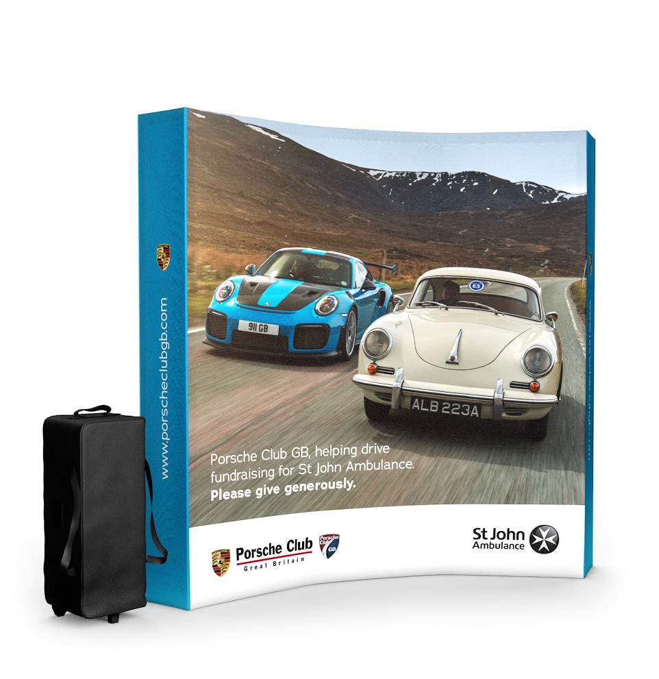 Fabric Pop Up Stand Curved 3x3 | Curved Impact Hop Up Stands UK