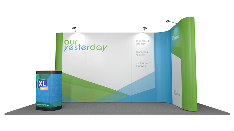 5m x 2m Exhibition Stand Backwall | L-Shaped Pop Up Display
