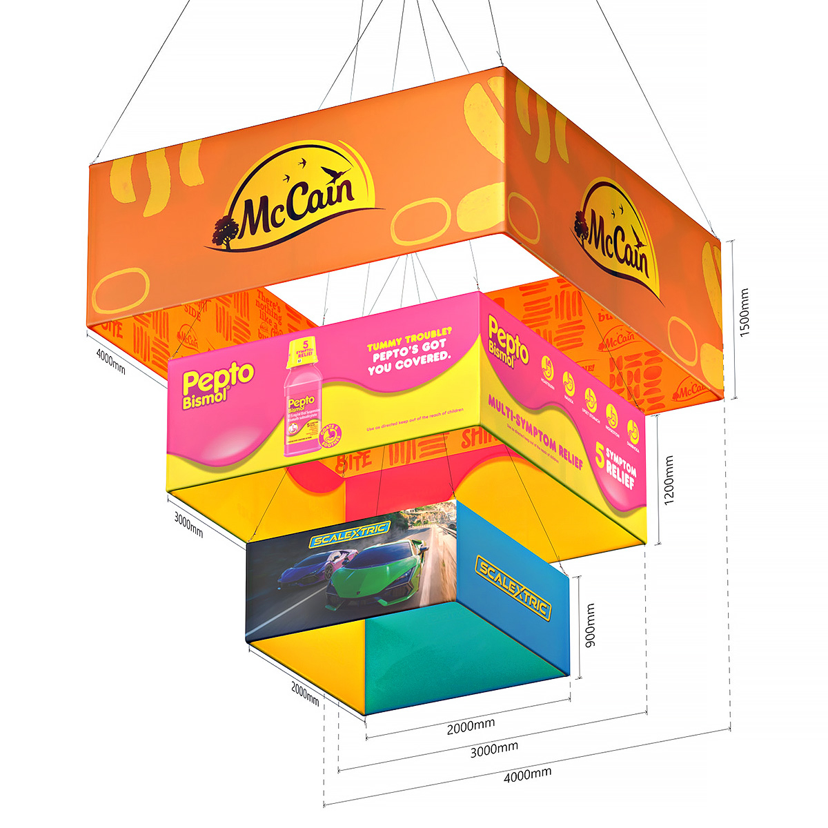 Square Hanging Banner | Overhead Fabric Hanging Banners | Ceiling ...