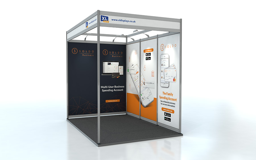 Exhibition Stand 3m x 2m | L-Shaped Pop Up Display Stand | UK Made
