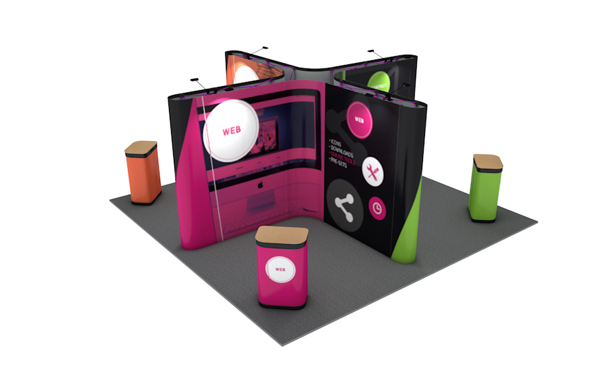 Island-Style Linked Pop Up System | Linked Pop Up Stands | XL Displays