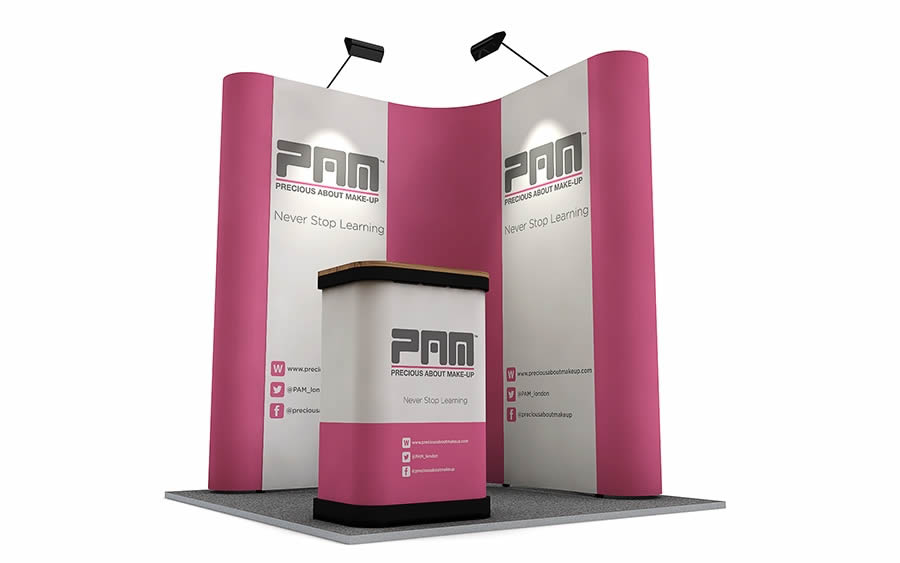 Linked Pop Up Stands | L-Shaped Pop Up Stands | Exhibition Stands UK