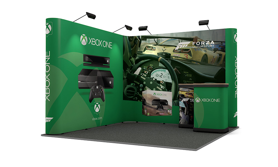 Exhibition Stand 3m x 3m | L-Shaped Pop Up Display | Linked Pop Up Stand