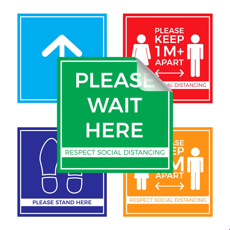 Square Social Distancing Anti-Slip Floor Stickers | Removable Floor ...